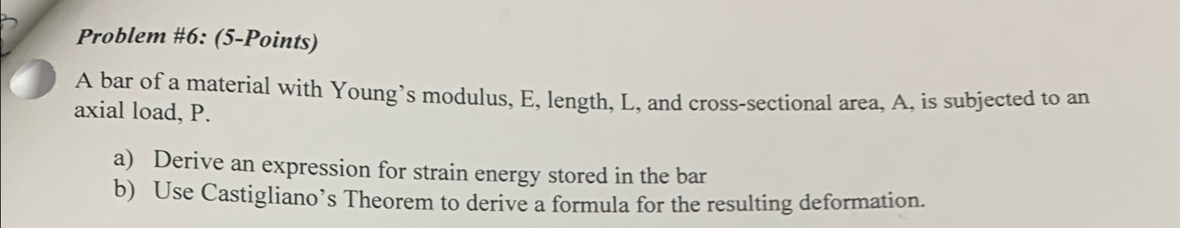 Solved Problem #6: (5-Points)A bar of a material with | Chegg.com