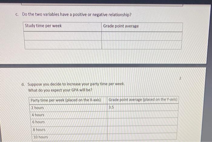 Solved Chapter 2 Worksheet: Relationship between two | Chegg.com