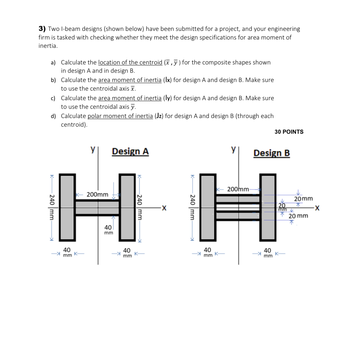 Solved Two I-beam designs (shown below) ﻿have been submitted | Chegg.com