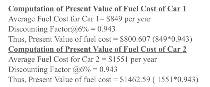 Solved What is the present value of buying Car 2 (gas)? What | Chegg.com