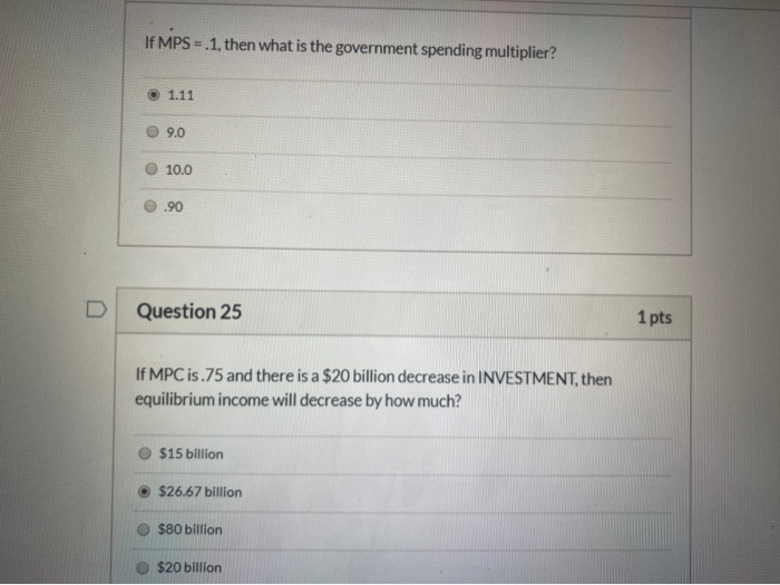 Solved If MPS = .1, then what is the government spending | Chegg.com