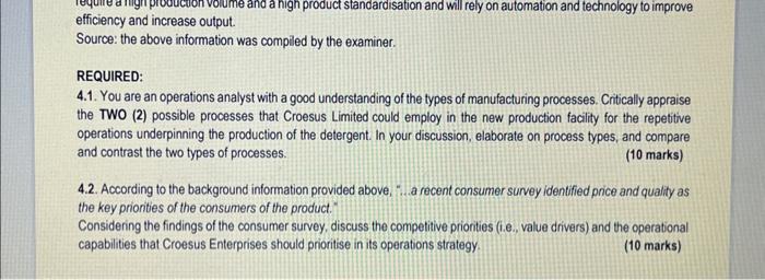 Solved efficiency and increase output. Source: the above | Chegg.com