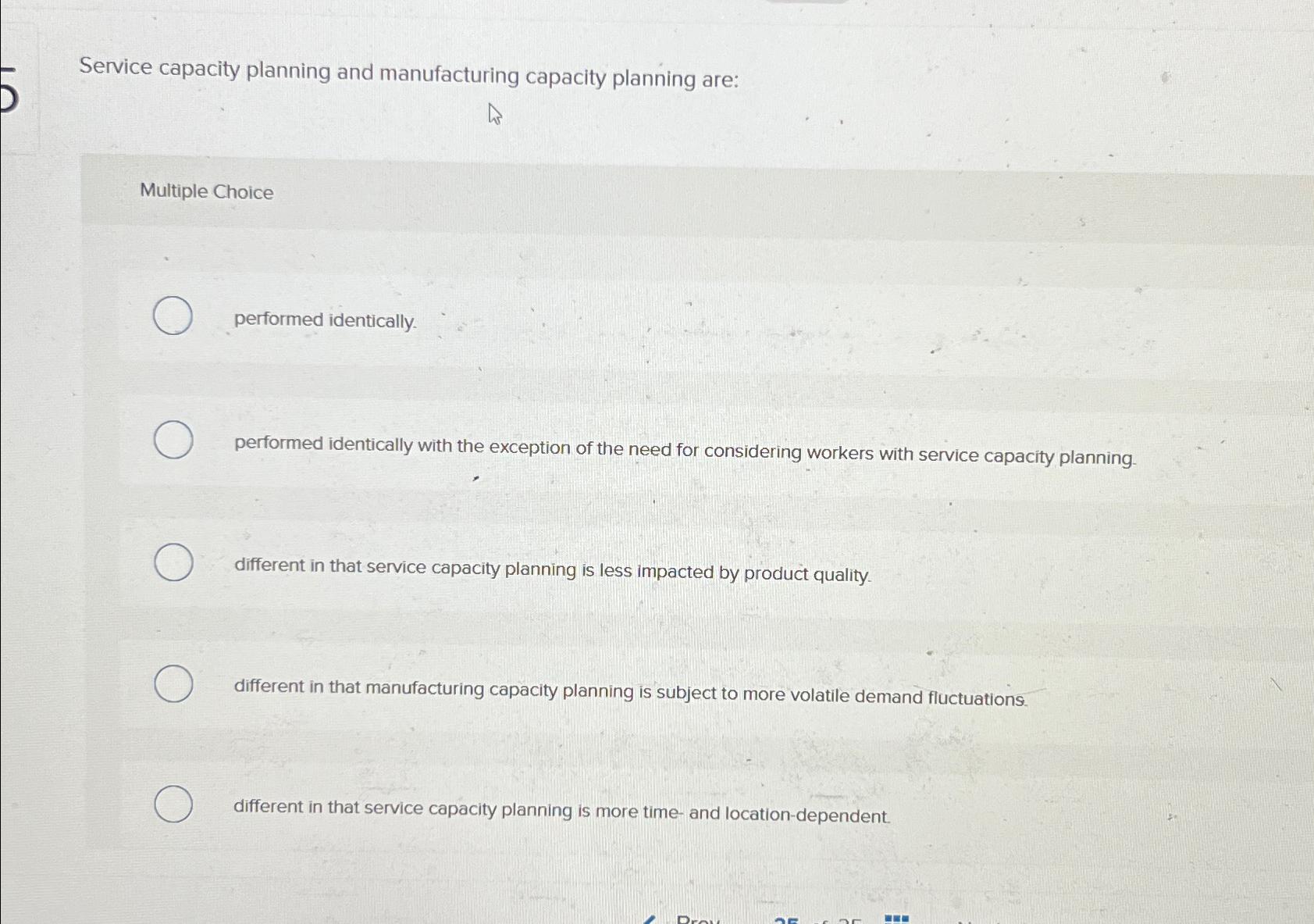 Solved Service capacity planning and manufacturing capacity | Chegg.com