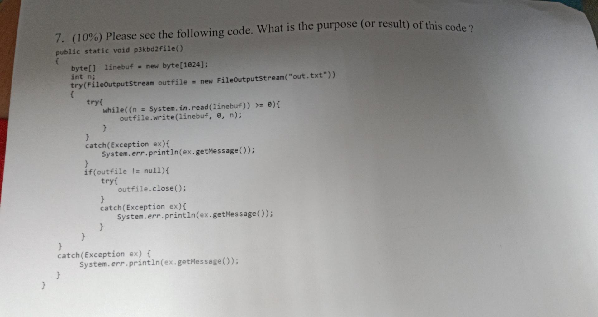 Solved 7. (10%) Please see the following code. What is the | Chegg.com
