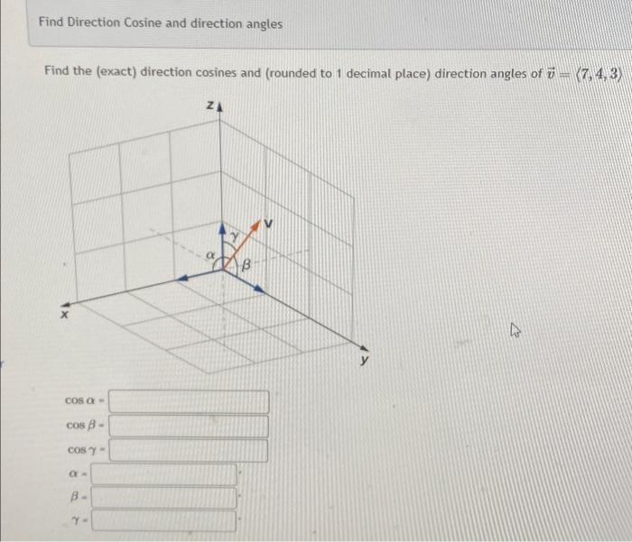 Solved Find Direction Cosine and direction angles Find the | Chegg.com