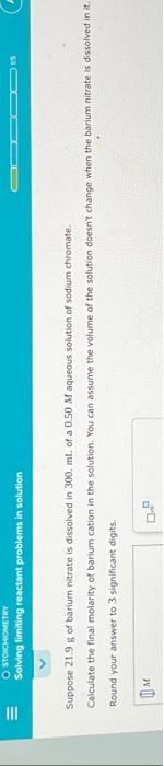 Solved O Stoichiometry Solving Limiting Reactant 9232