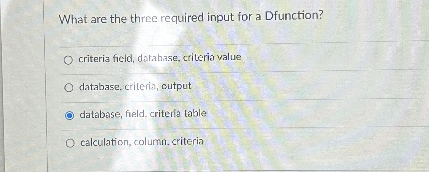 Solved What are the three required input for a | Chegg.com