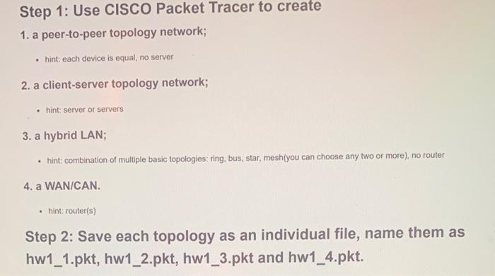 Solved Step 1: Use CISCO Packet Tracer to create 1. a | Chegg.com