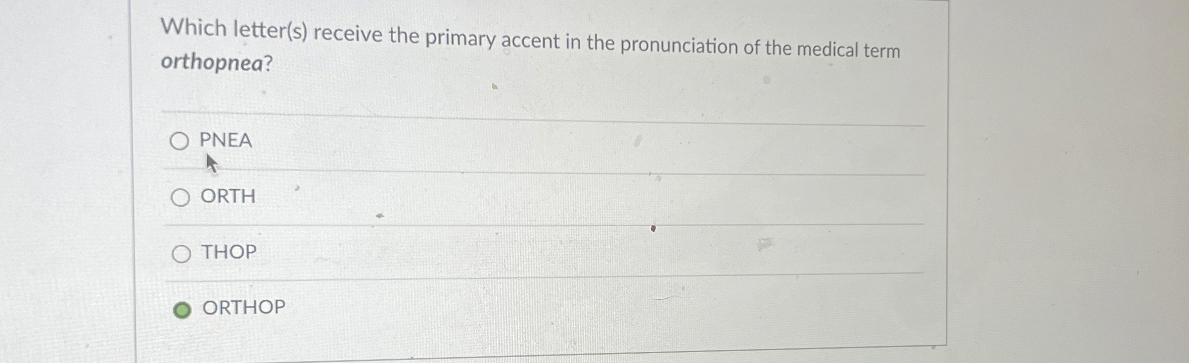 Solved Which letter(s) ﻿receive the primary accent in the | Chegg.com