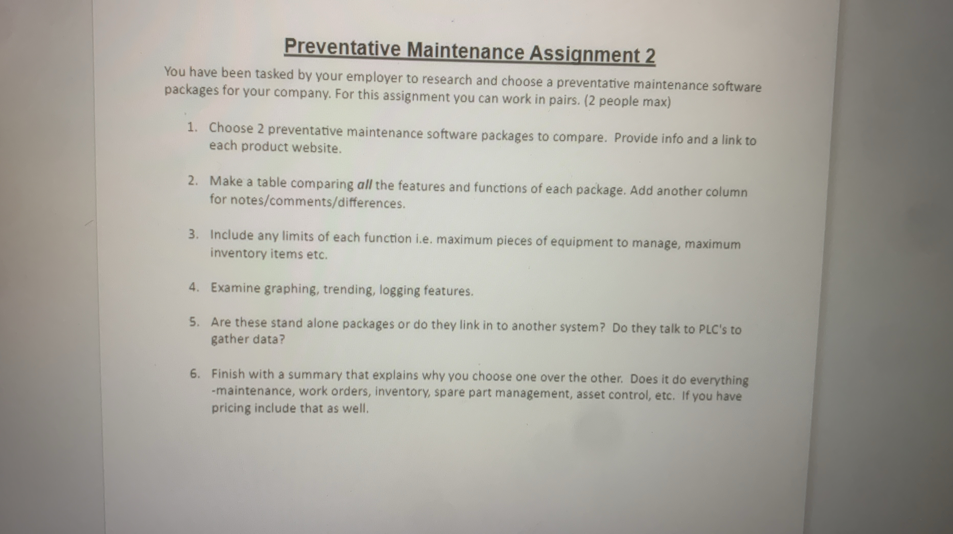 Solved Preventative Maintenance Assignment 2You have been | Chegg.com