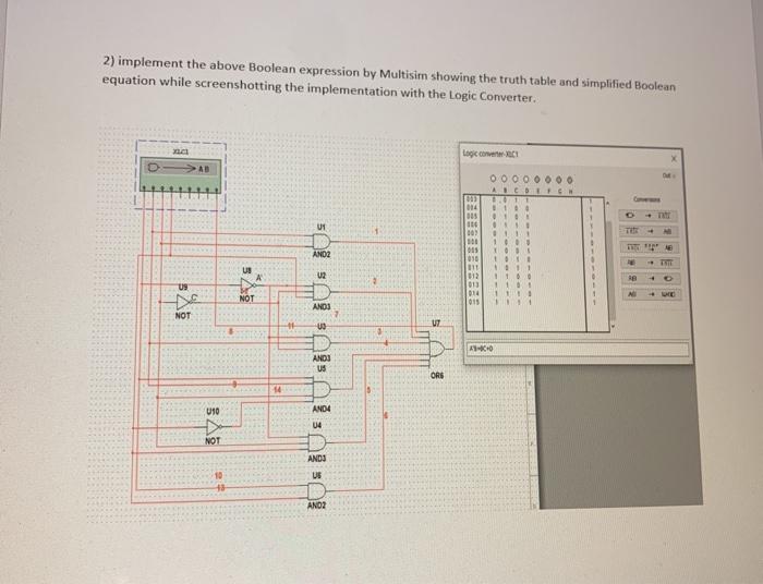 Solved 2) implement the above Boolean expression by Multisim | Chegg.com