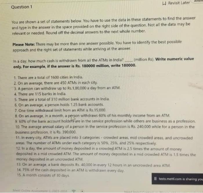 Solved Question 1 You are shown a set of statements below. | Chegg.com
