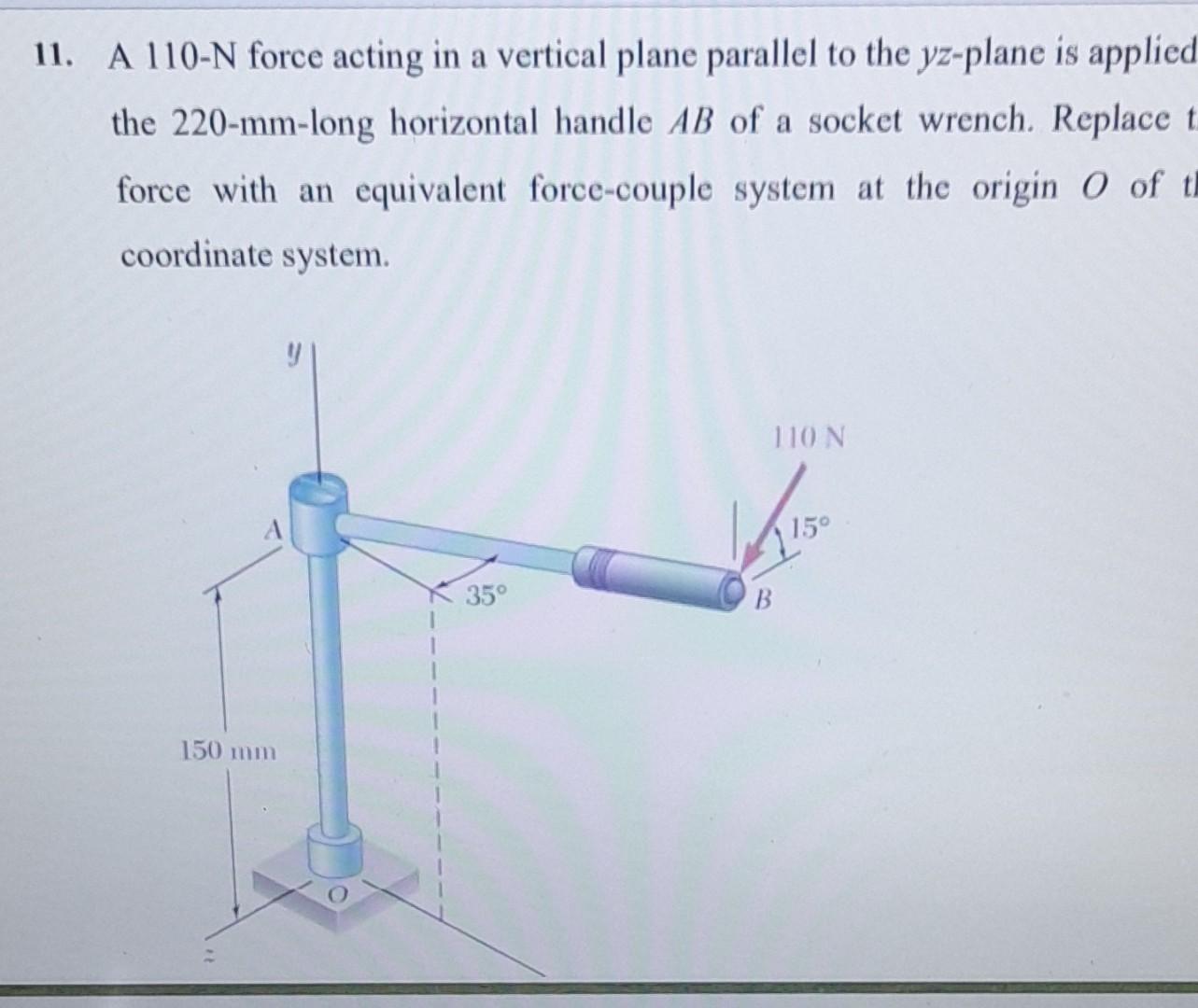Solved 11 A 110−n Force Acting In A Vertical Plane Parallel
