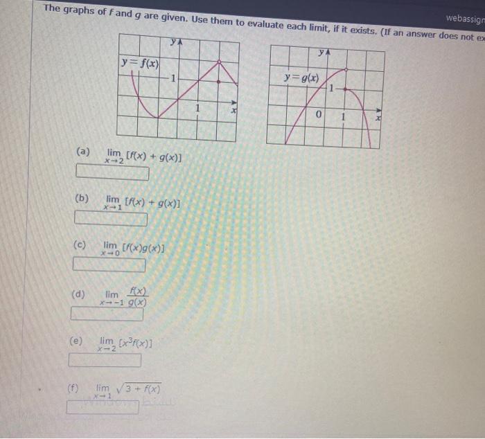 Solved webassign The graphs of fand g are given. Use them to | Chegg.com