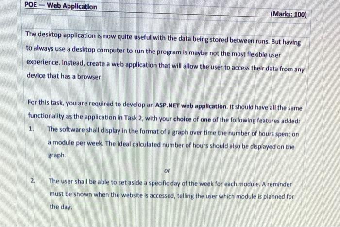 Solved please do not do task 1 and 2 but please do the POE | Chegg.com