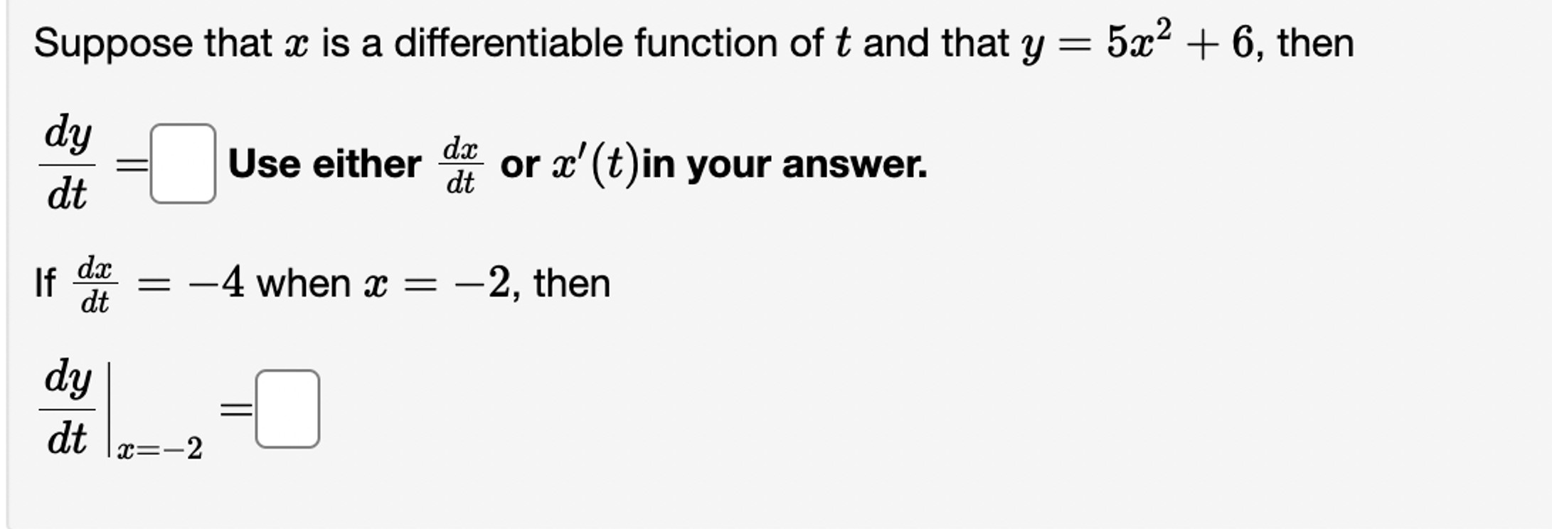 Solved Suppose that x ﻿is a differentiable function of t | Chegg.com