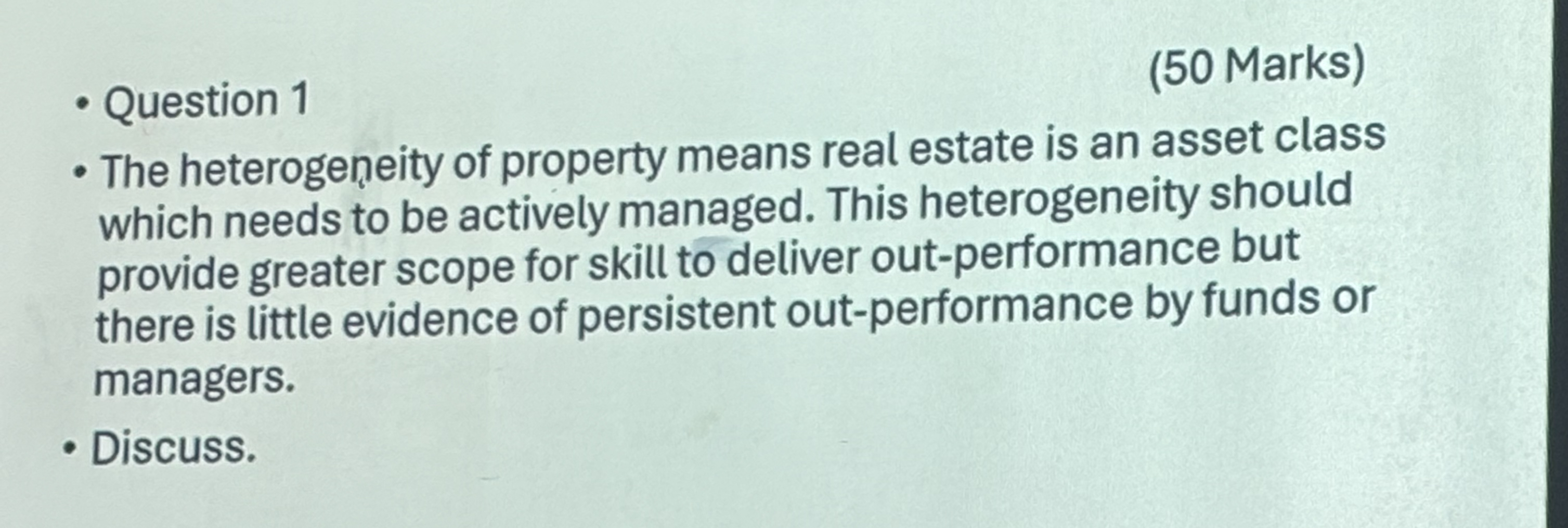 Solved Question 1(50 ﻿Marks)The heterogeneity of property | Chegg.com