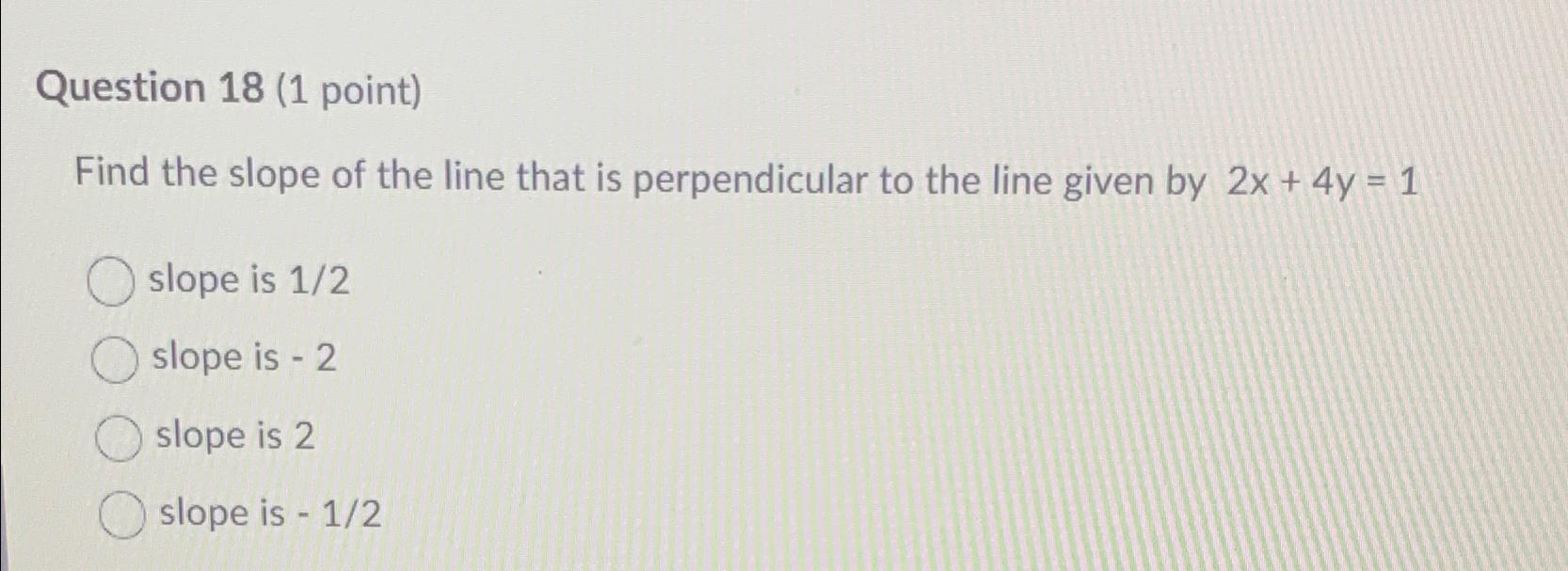 Solved Question 18 (1 ﻿point)Find the slope of the line that | Chegg.com