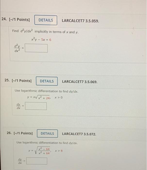 Solved Find d2y/dx2 implicitly in terms of x and y dx2d2y= | Chegg.com