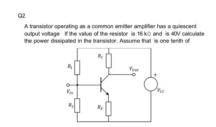 A transistor operating as a common emitter amplifier | Chegg.com