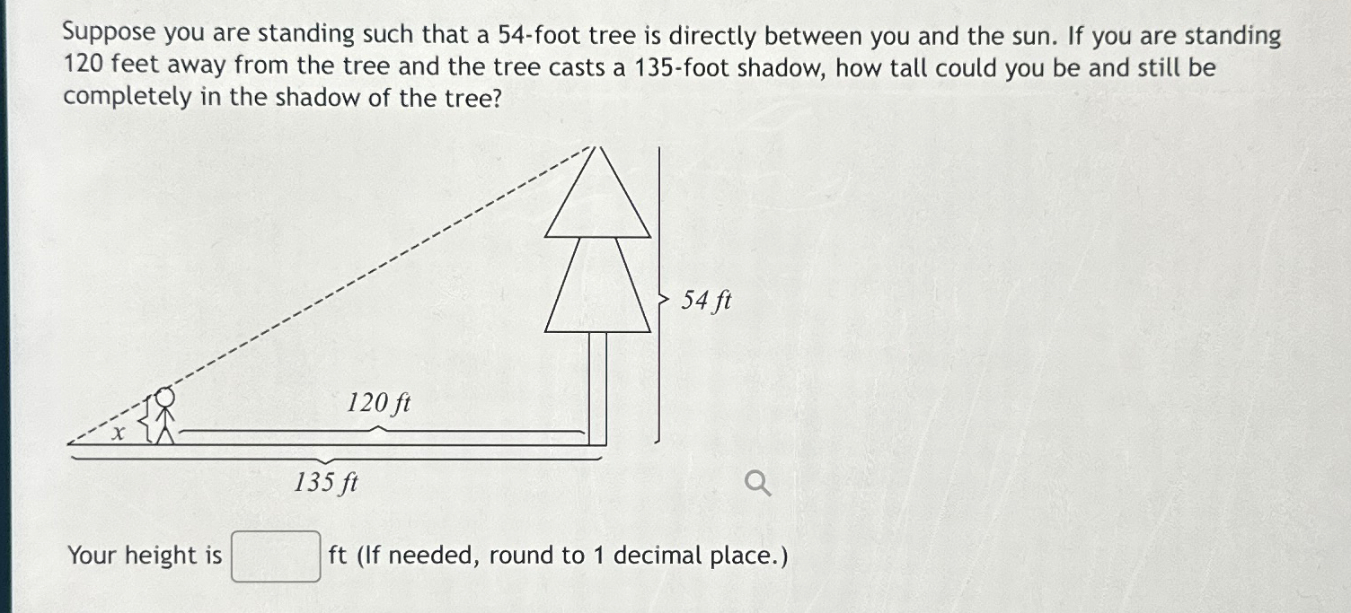 Suppose you are standing such that a 54 -foot tree is | Chegg.com