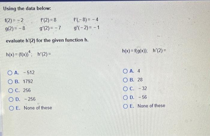 Solved Using the data below: | Chegg.com