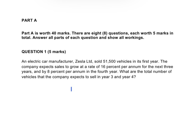 Solved PARTA Part A is worth 40 marks. There are eight (8) | Chegg.com