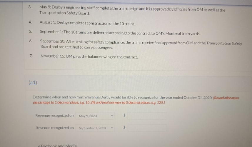 Solved May 9: Derby's engineering staff complete the train | Chegg.com