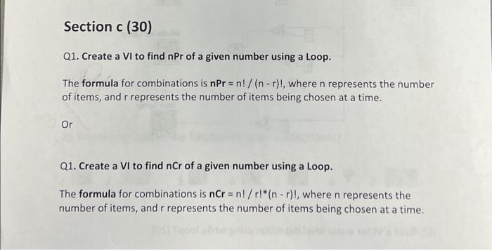 Solved Q1. Create a VI to find nPr of a given number using a | Chegg.com