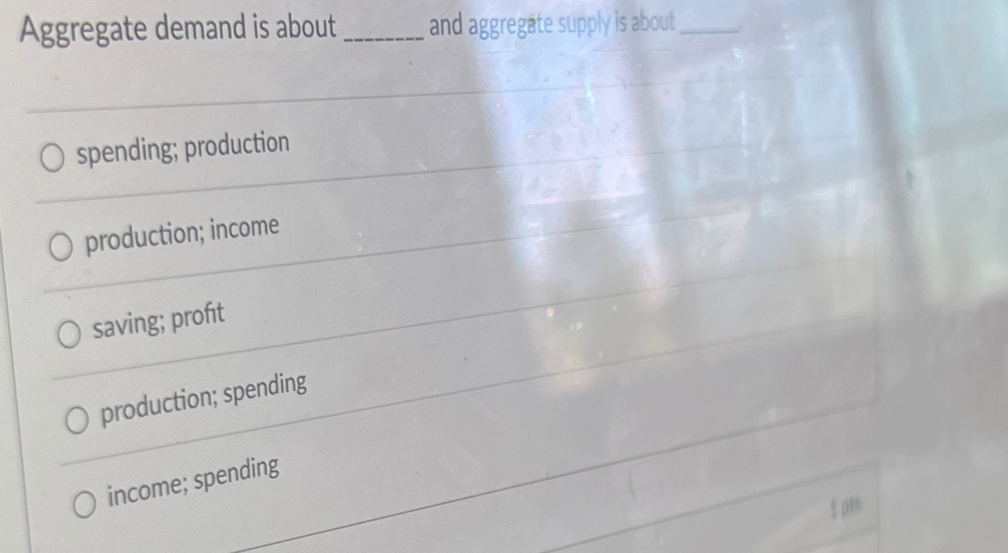 Solved Aggregate demand is about and aggregate supply is | Chegg.com