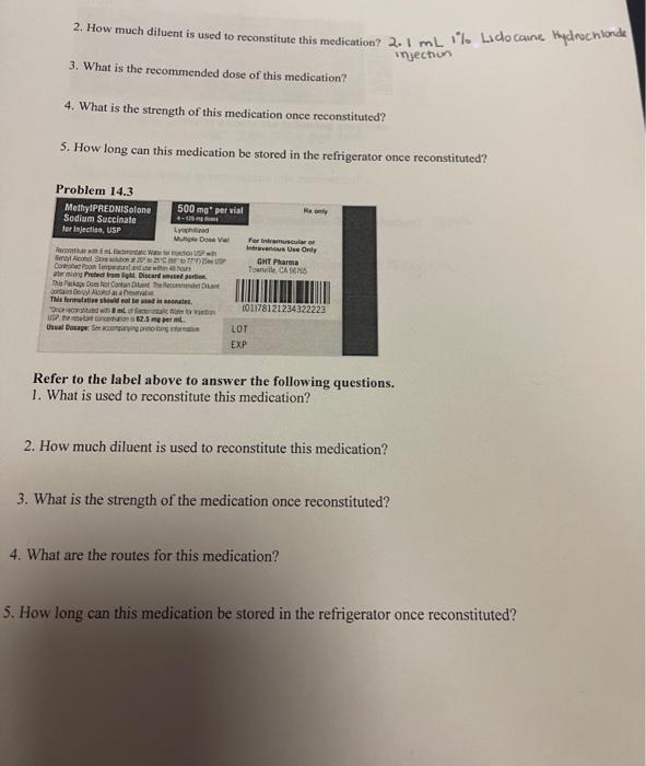 Solved CHAPTER 14: Reconstitution of Powdered Drugs Problem | Chegg.com