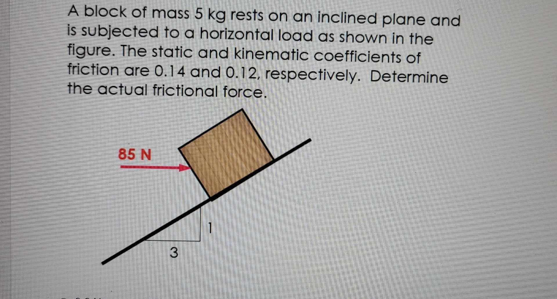 Solved a block of mass 5kg rest on an inclined plane and is | Chegg.com