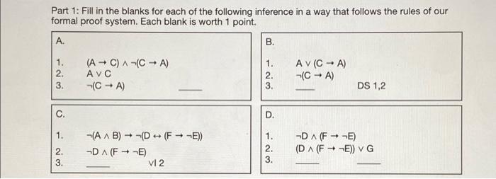 Solved Part 1: Fill in the blanks for each of the following | Chegg.com