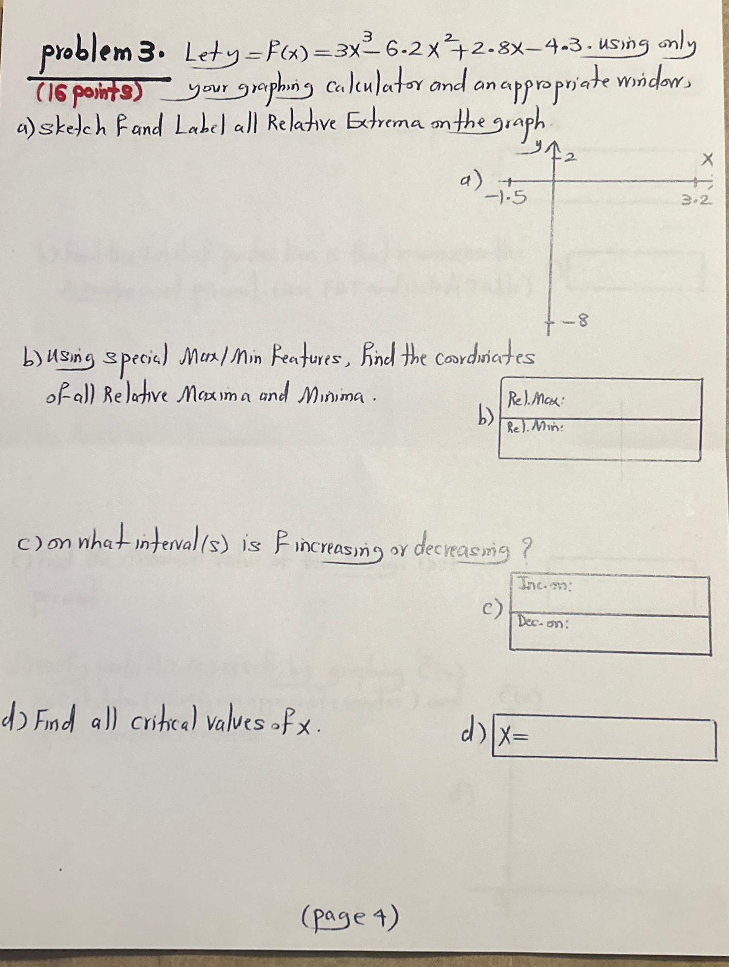 Solved problem 3. ﻿Lety =f(x)=3x3-6*2x2+2*8x-4*3. ﻿using | Chegg.com