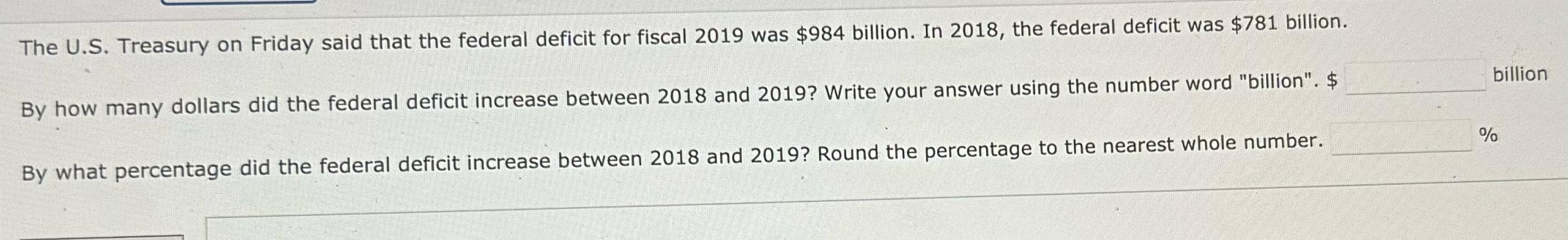 Solved The U.S. ﻿Treasury on Friday said that the federal | Chegg.com
