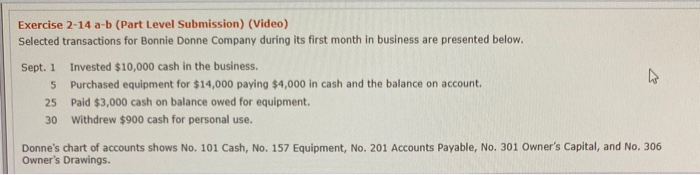 Solved Exercise 2-14 a-b (Part Level Submission) (Video) | Chegg.com