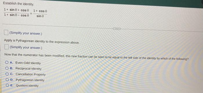 Solved Establish the identity. | Chegg.com