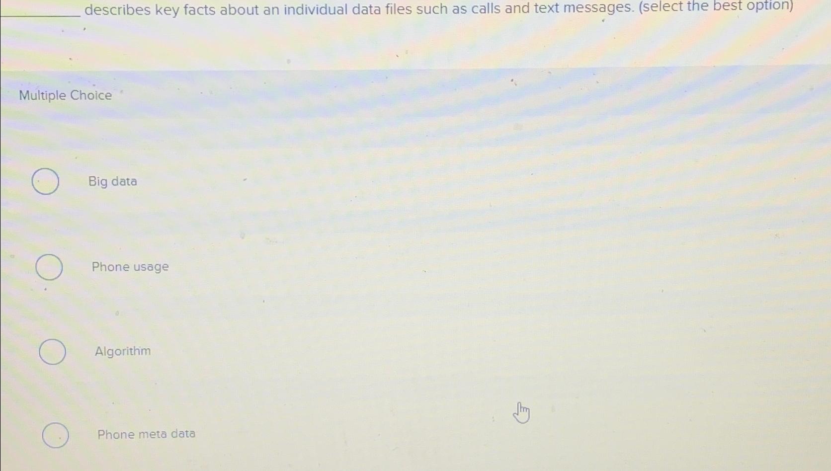 Solved describes key facts about an individual data files | Chegg.com