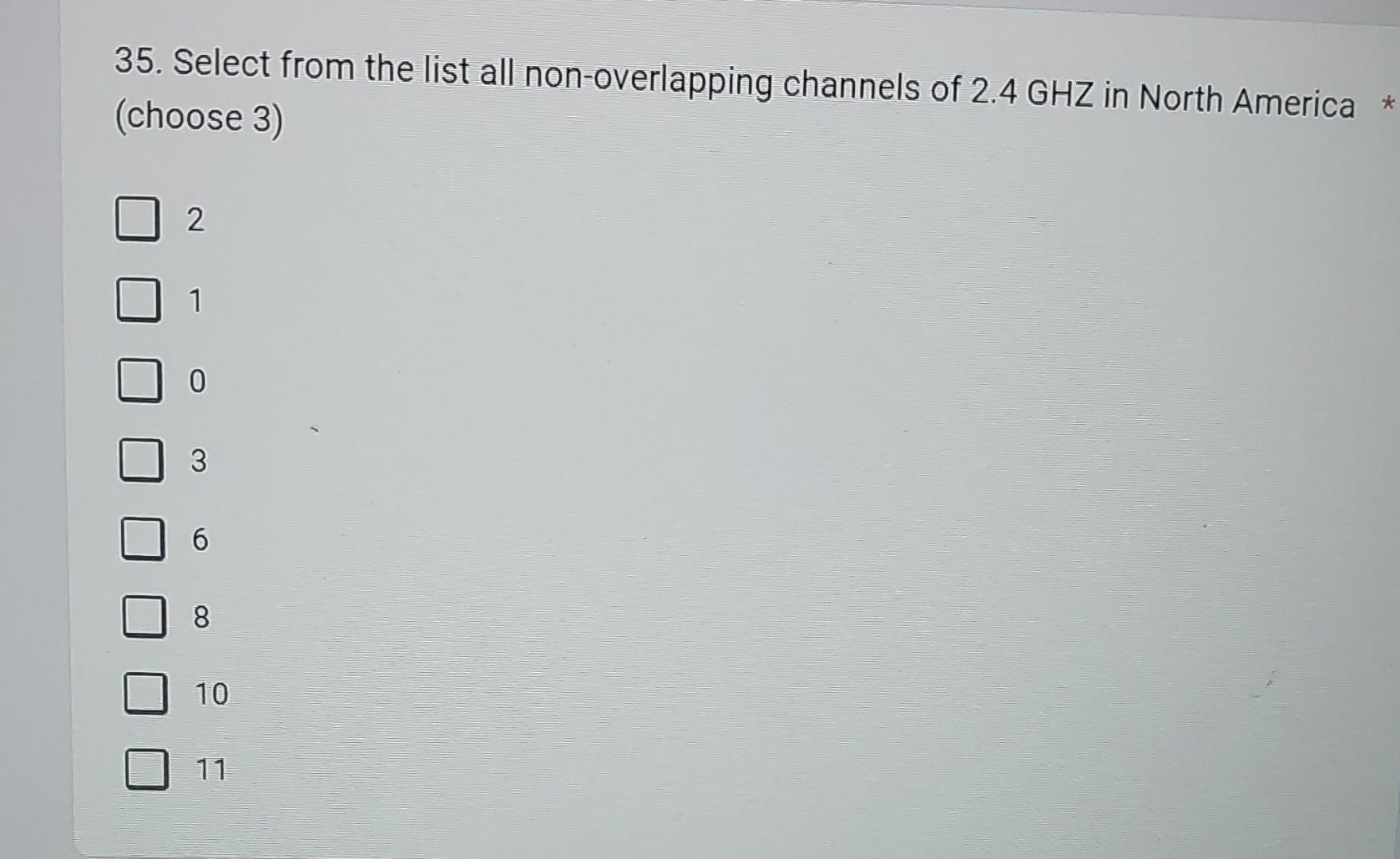 Solved 35. Select from the list all non-overlapping channels | Chegg.com