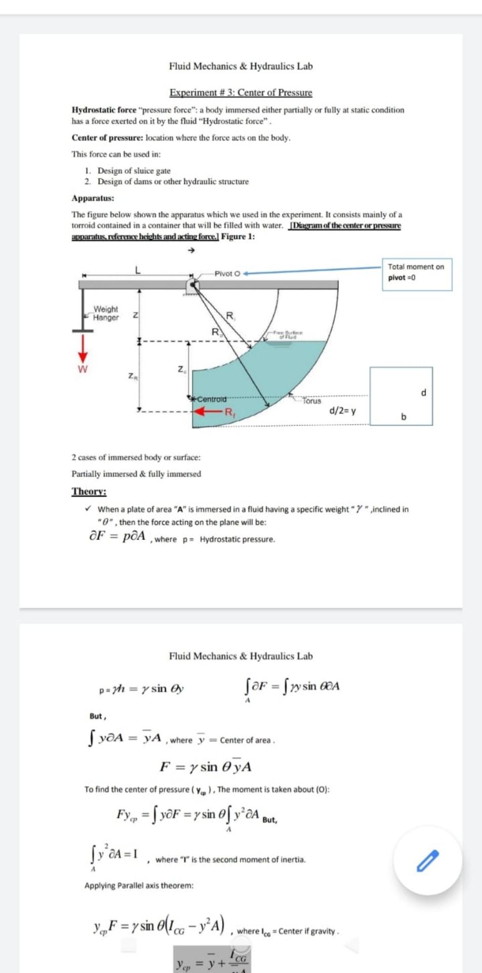 Fluid Mechanics & Hydraulics Lab Experiment #3: | Chegg.com