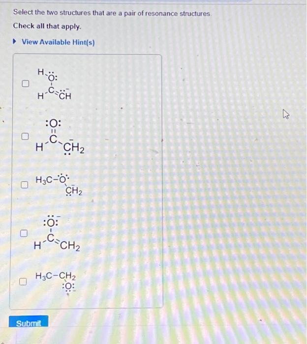 Solved Select the two structures that are a pair of | Chegg.com