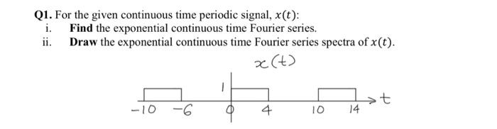 Solved Q1. For the given continuous time periodic signal, | Chegg.com