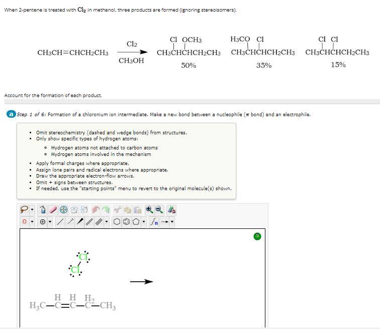 Solved When 2-pentene is treated with Cl2 ﻿in methanol, | Chegg.com