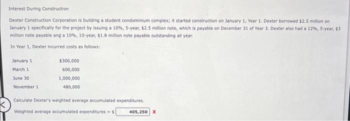 Solved Interest During Construction Dexter Construction | Chegg.com