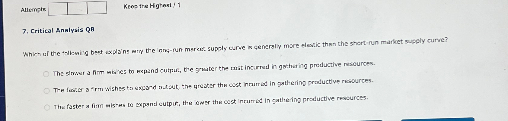 Solved AttemptsKeep the Highest / 17. ﻿Critical Analysis | Chegg.com