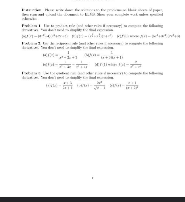 Solved Instruction: Please write down the solutions to the | Chegg.com