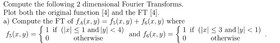 Compute the following 2 ﻿dimensional Fourier | Chegg.com