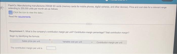 Solved FlashCo. Manufacturing manufactures 256 GBSO cards | Chegg.com
