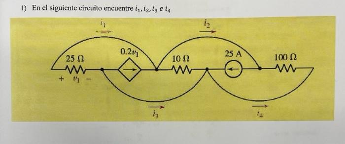 Solved 1) En el siguiente circuito encuentre i1,i2,i3 e i4 | Chegg.com