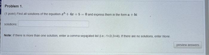 Solved Problem 1. (1 point) Find all solutions of the | Chegg.com